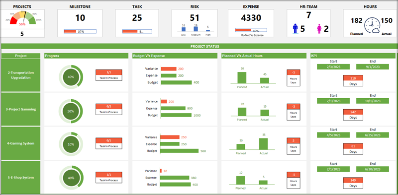Project Plan & Portfolio Excel Template